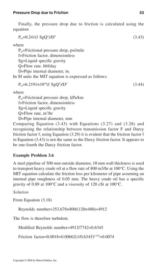 Liquid pipeline hydraulics (e.shashi menon, 2004) book | PDF