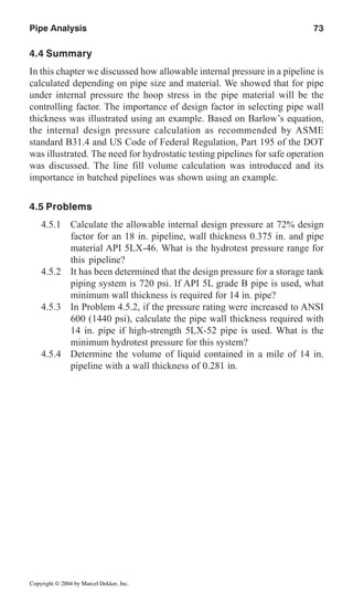 Liquid pipeline hydraulics (e.shashi menon, 2004) book | PDF