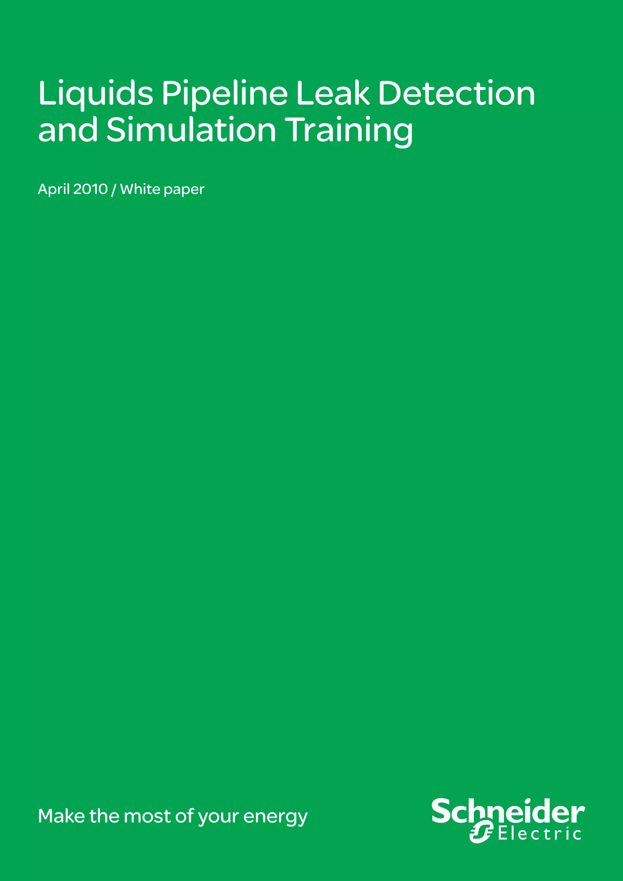 [Oil & Gas White Paper] Liquids Pipeline Leak Detection and Simulation Training | PDF