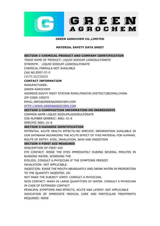 Liquid Sodium lignosulfonate msds.pdf