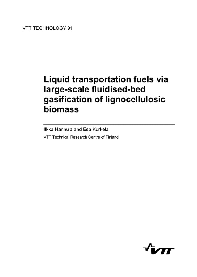 Liquid transportation fuels via large scale fluidised bed gasification of lignocellulosic ...