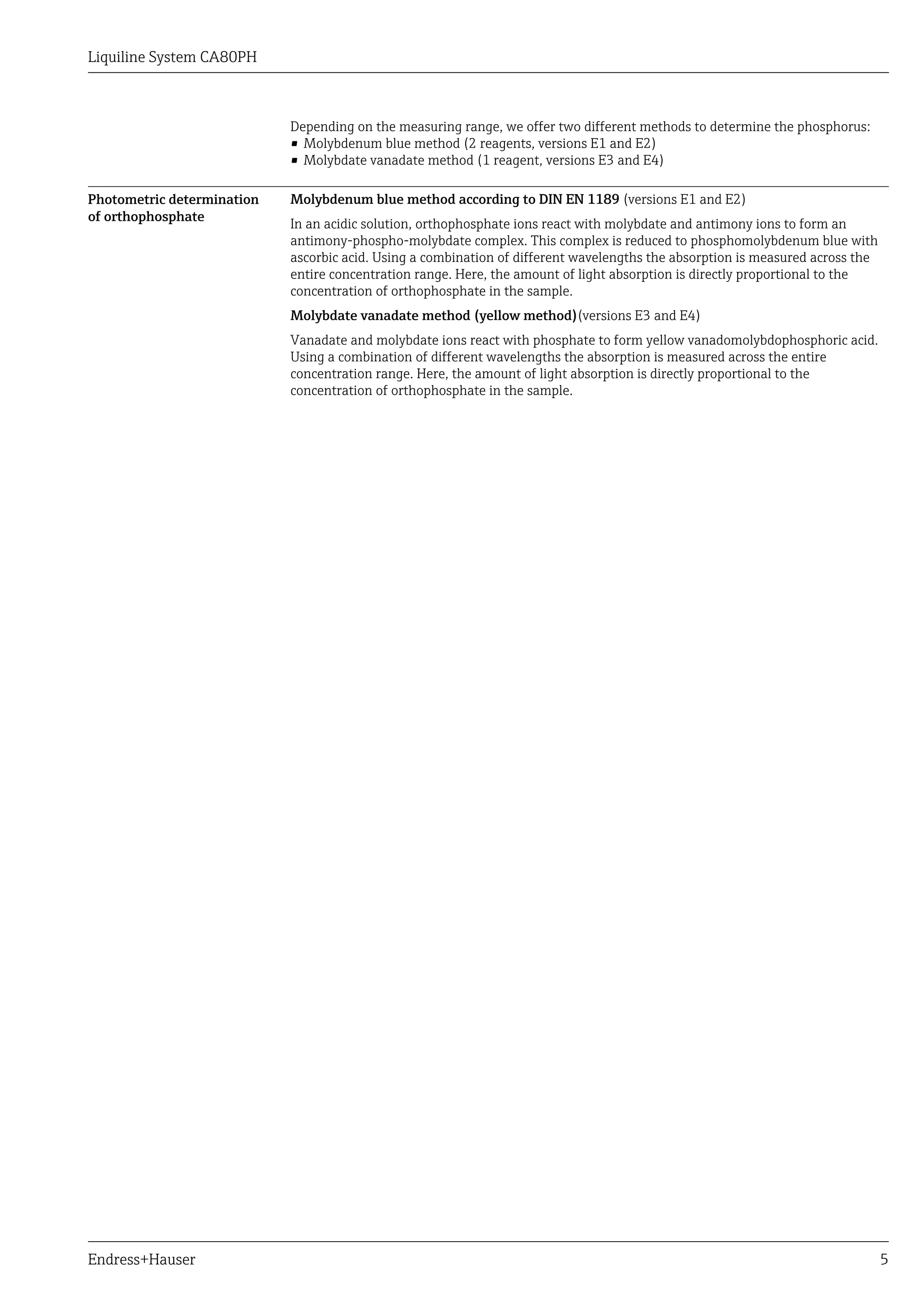 Liquiline system ca80 ph endress+hauser datasheet-colorimetric analyzer ...