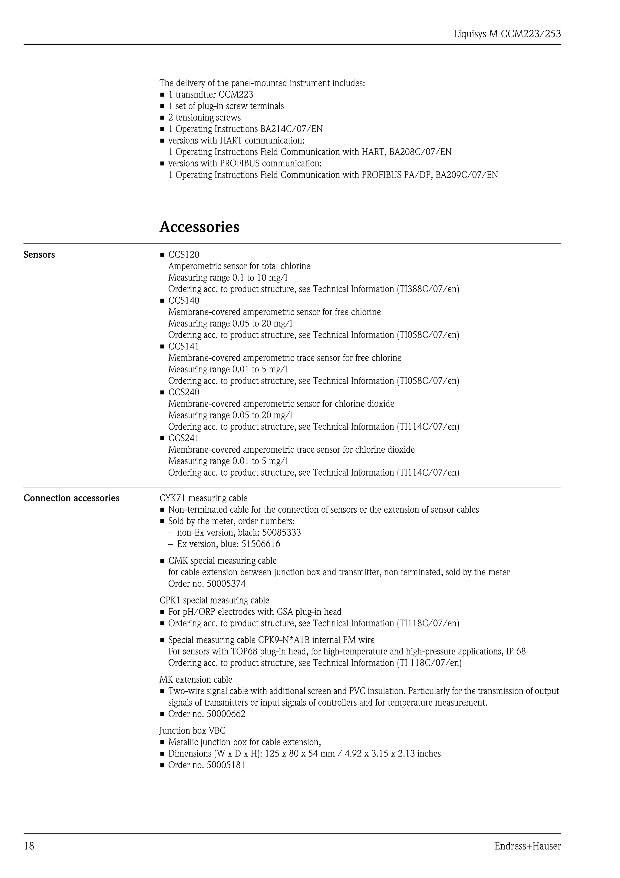Liquisys m ccm223 ccm253 endress+hauser datasheet-chlorine transmitter ...