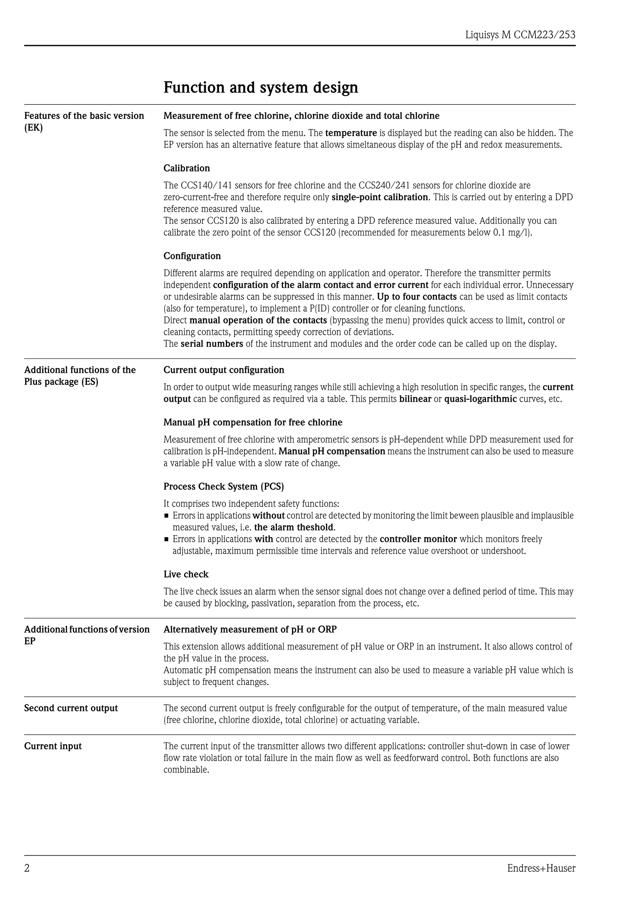 Liquisys m ccm223 ccm253 endress+hauser datasheet-chlorine transmitter ...