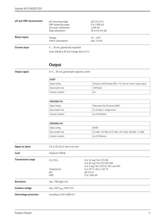 Liquisys m ccm223 ccm253 endress+hauser datasheet-chlorine transmitter ...