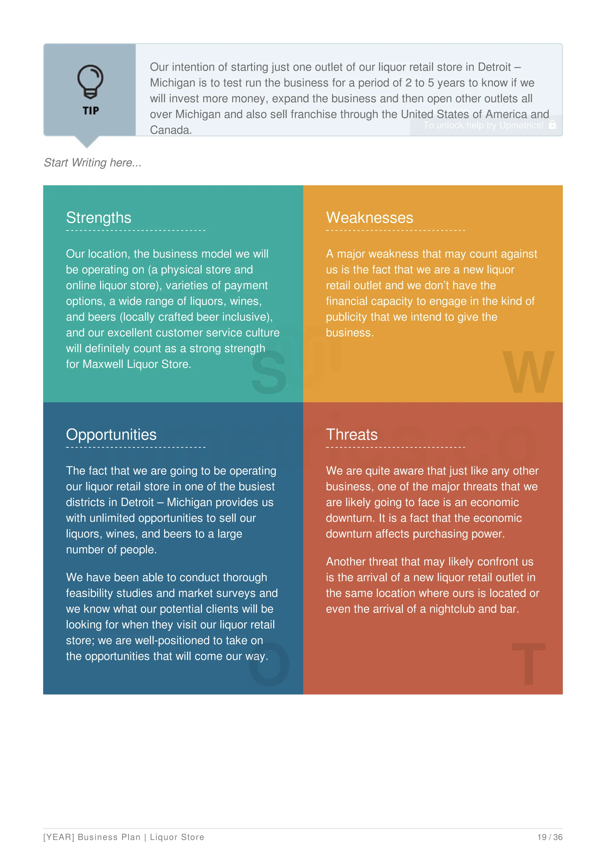 Liquor Store Business Plan Example | Upmetrics | PDF