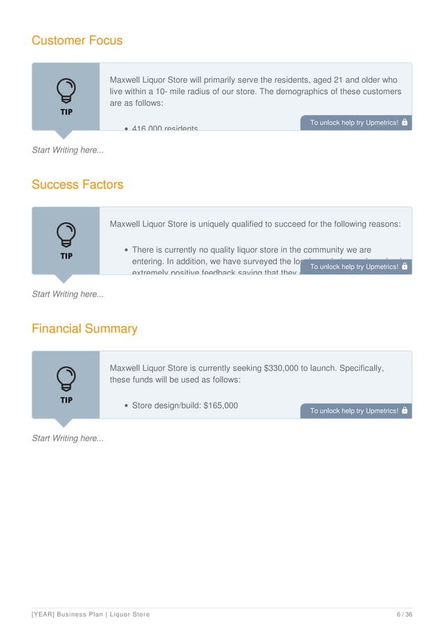 Liquor Store Business Plan Example | Upmetrics | PDF