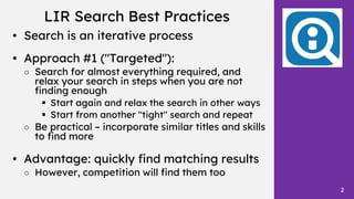 LIR 2021 How to Boolean (selected slides from Linkedin Recruiter ...