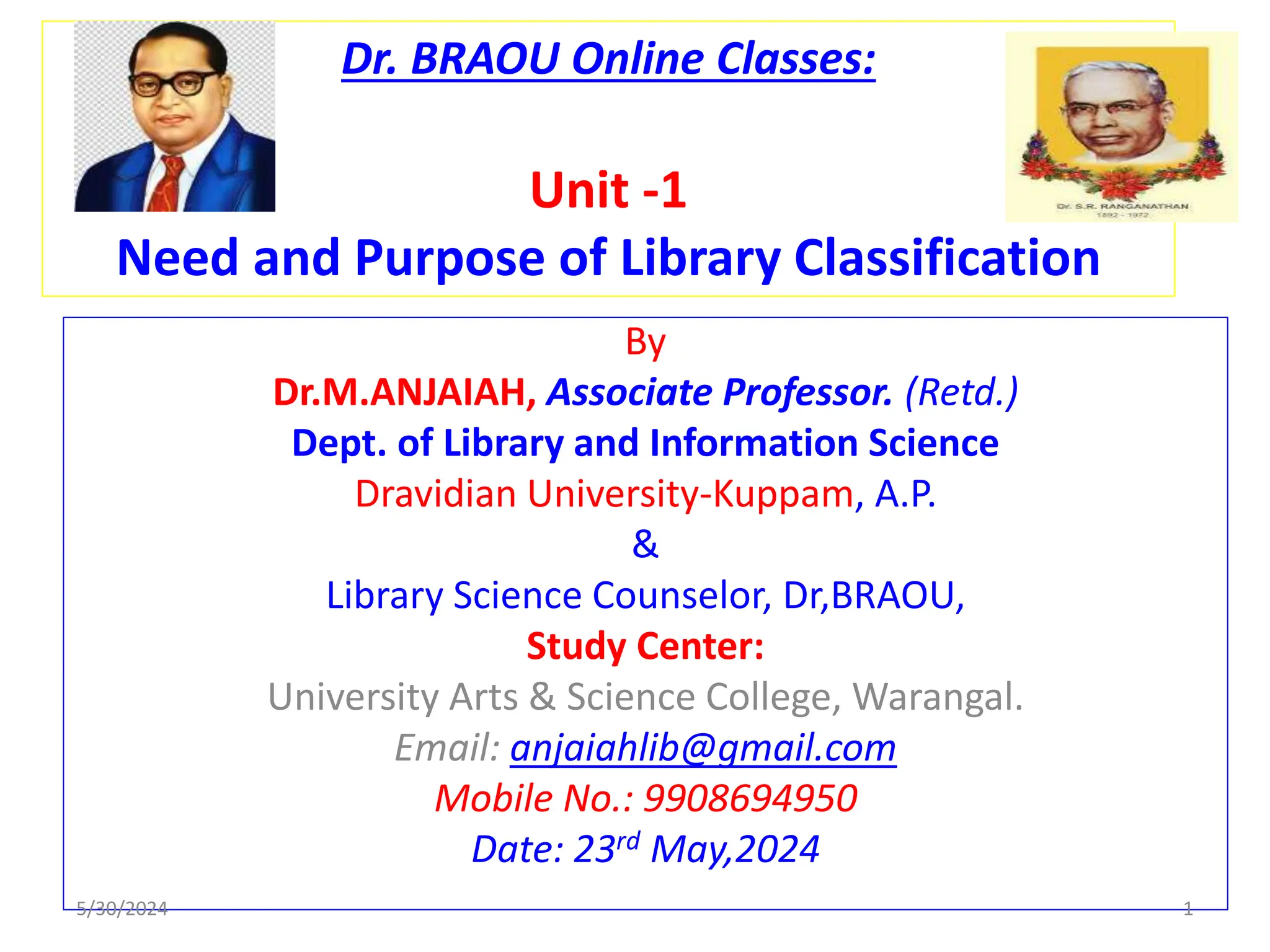 Lirary Classification-Need and Purpose.ppt