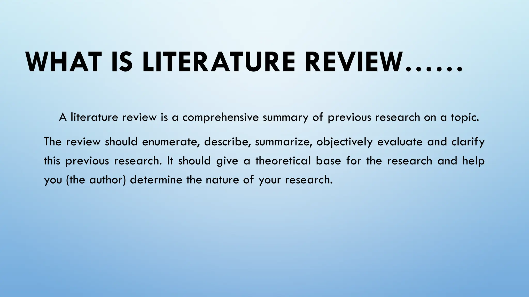 Importance of literature review-PHD Course work Research methodology | PPT