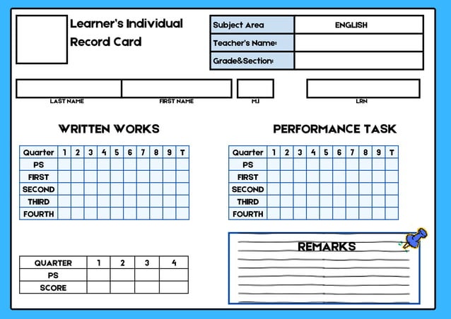 LIRC.learners individual record card for | PPTX