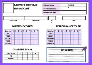 LIRC.learners individual record card for | PPTX