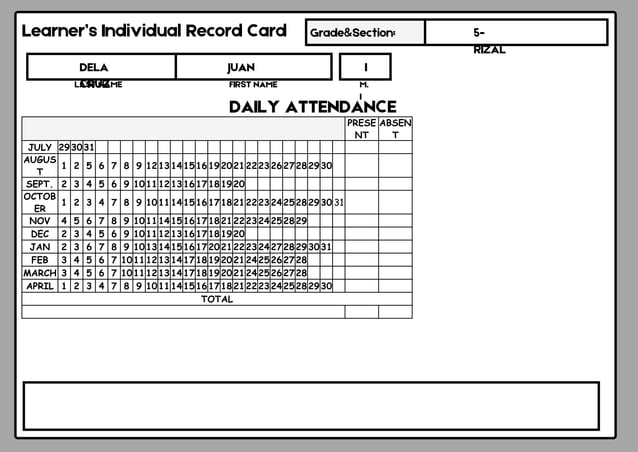 LIRC.learners individual record card for | PPTX