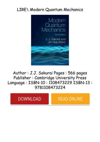 LIRE\\ Modern Quantum Mechanics | PDF