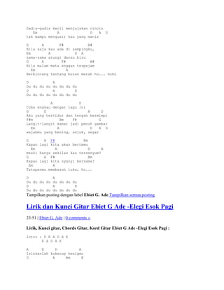 Lirik dan kunci gitar ebiet g ade | DOCX
