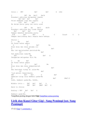 Lirik dan kunci gitar gigi | PDF