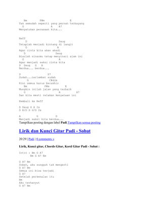 Lirik dan kunci gitar padi | DOCX