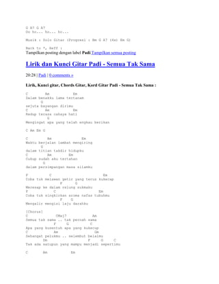 Lirik dan kunci gitar padi | DOCX