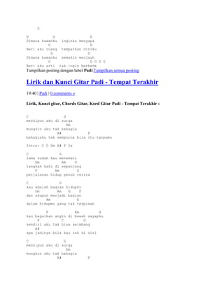 Lirik dan kunci gitar padi | DOCX