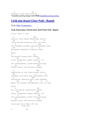 Lirik dan kunci gitar padi | DOCX