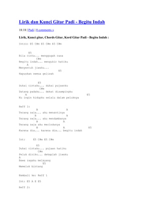 Lirik dan kunci gitar padi | DOCX