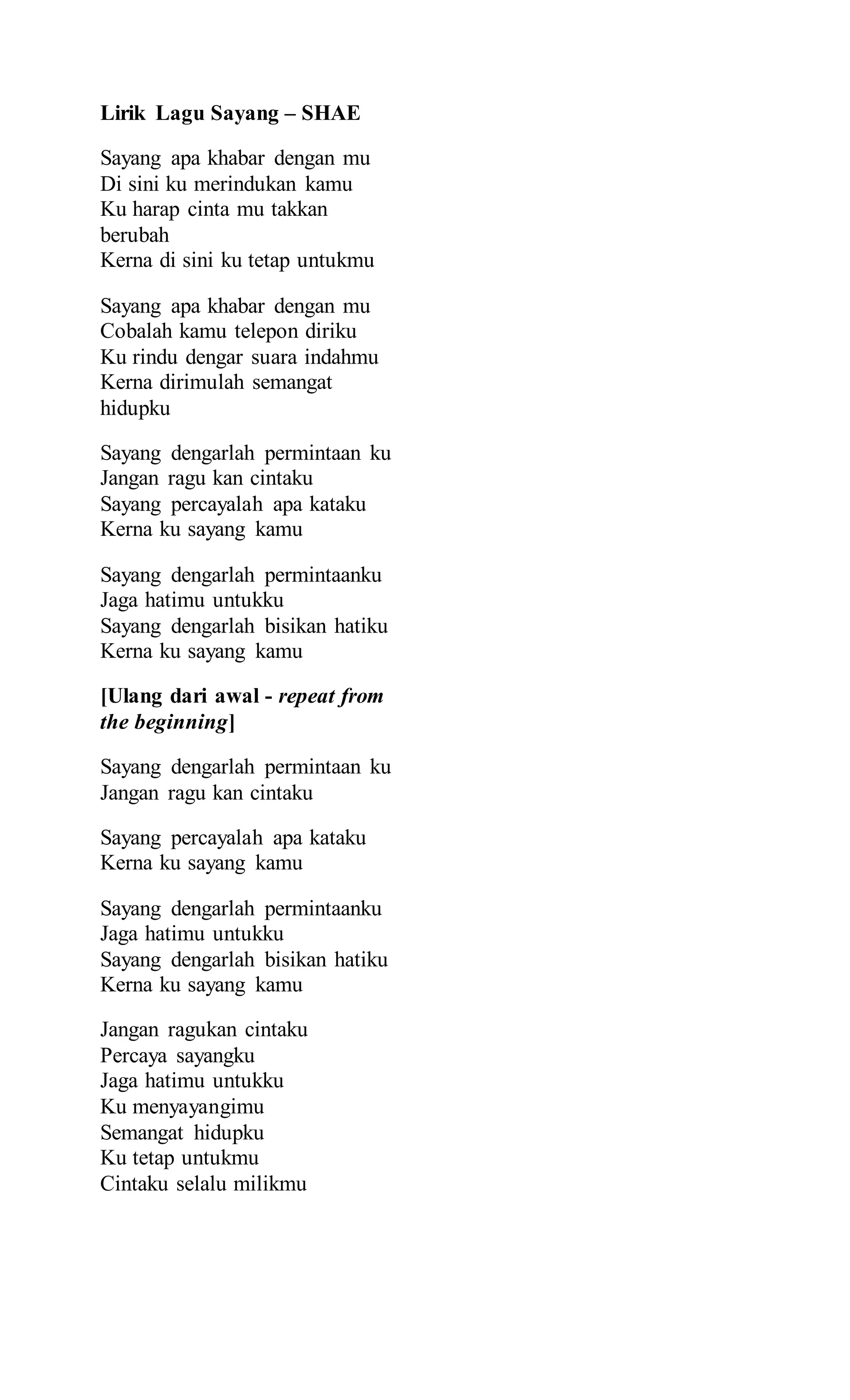 Lirik lagu | DOCX