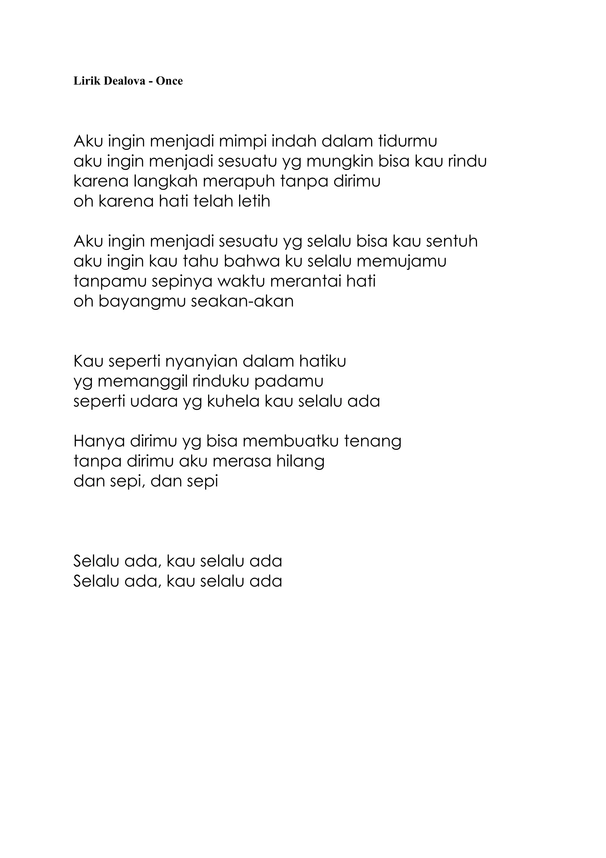 Lirik lagu dealova | PDF