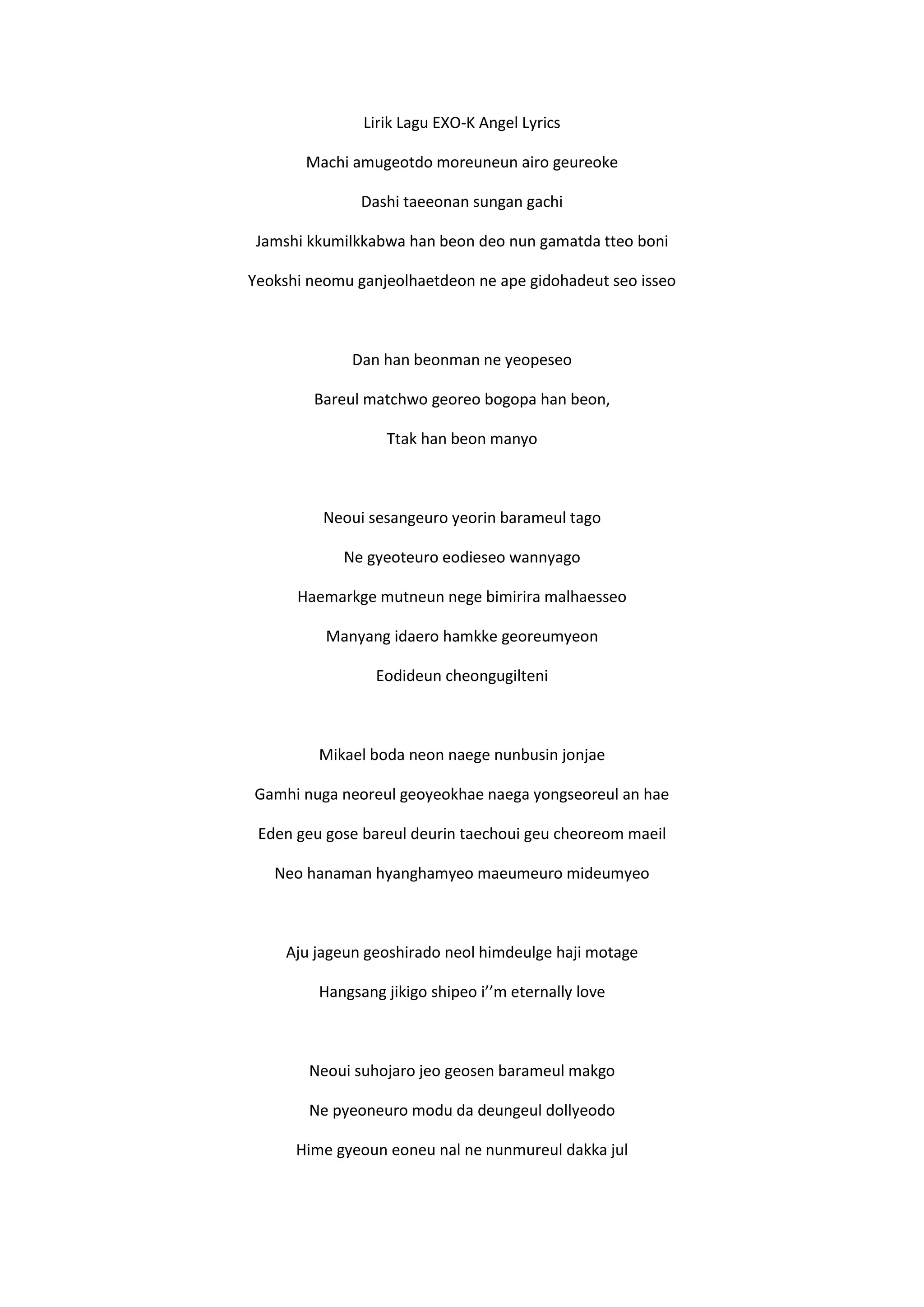 Lirik lagu exo | PDF