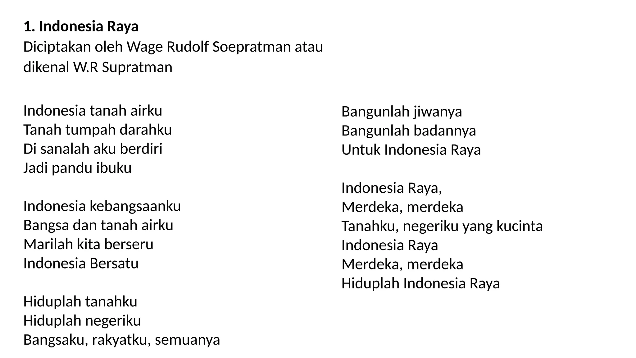 LIRIK LAGU NASIONAL (Indonesia Raya, Bagimu Negeri, dll) | PPTX