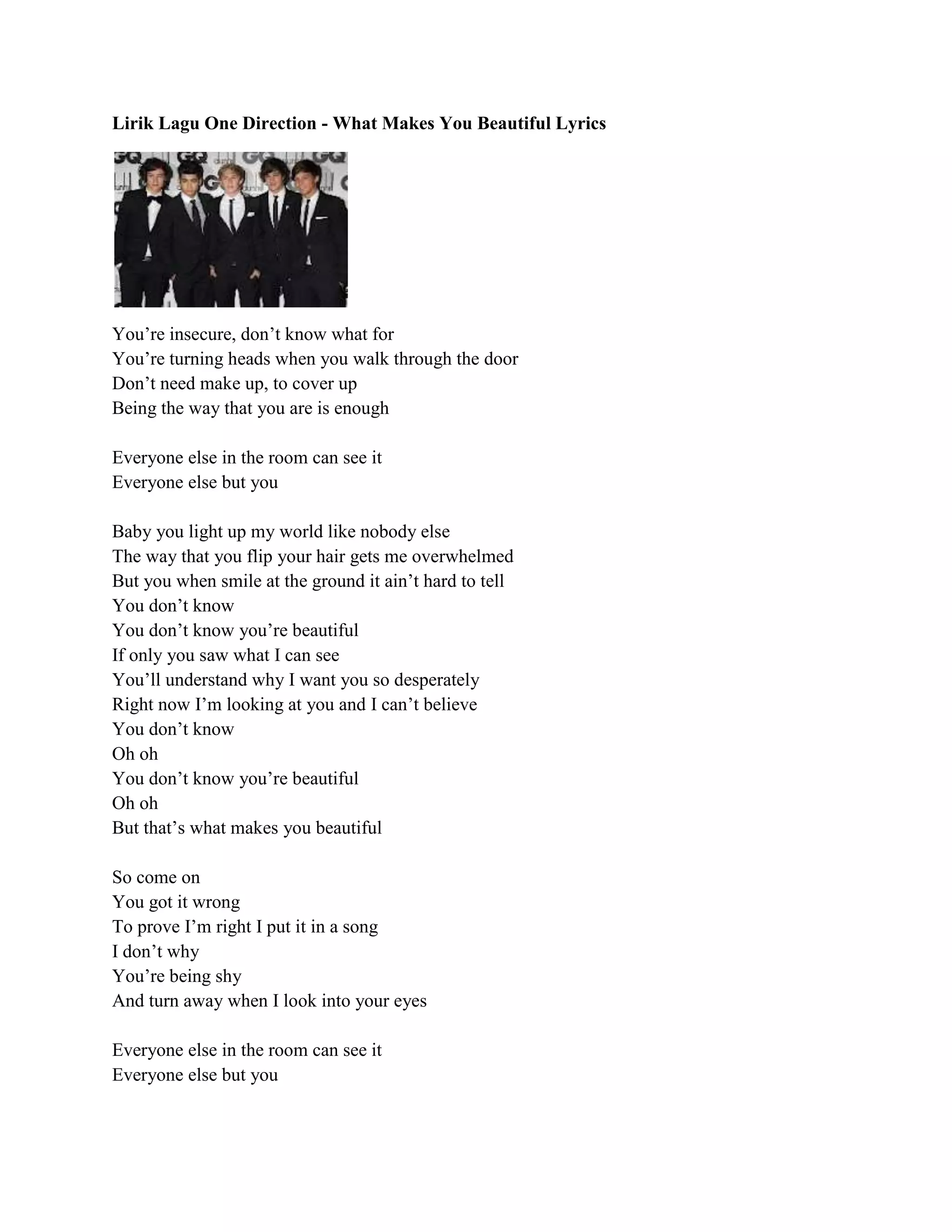 One Direction - What Makes You Beautiful | DOCX