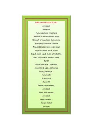 Lirik lagu rukun solat | DOCX