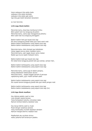Lirik lagu slank | DOCX