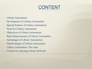 Library Automation & Criteria for selection Library Software | PPTX