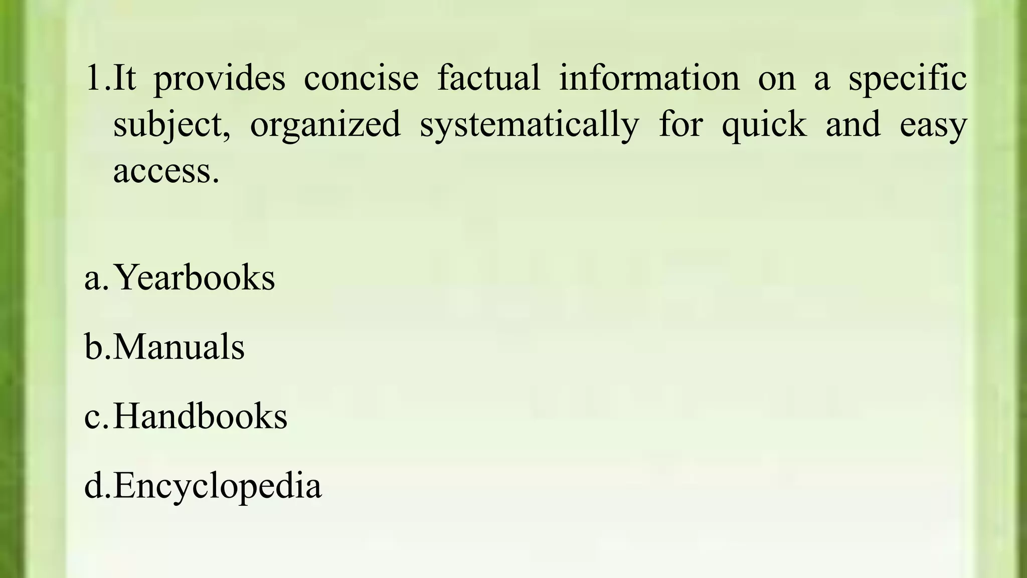 Lis 09 Information sources and services II: Quiz | PPTX