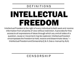 Censorship, Intellectual Freedom, and Right to Read (LIS 152) | PDF