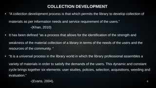 collection development policy for e-resources | ODP