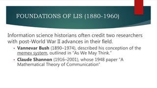 HISTORICAL DEVELOPMENT OF LIS EDUCATION | PPTX