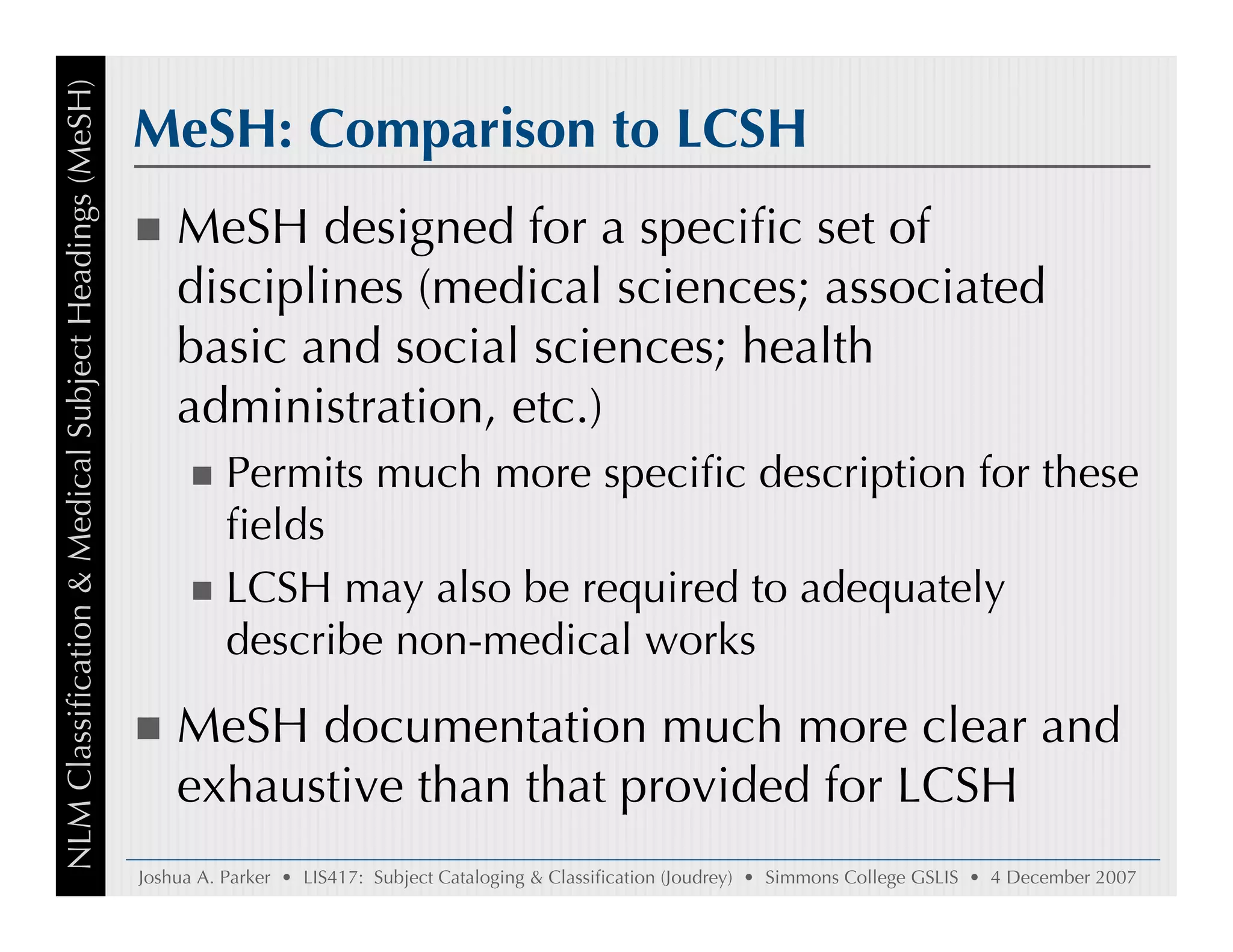 LIS417: NLM Classification and MeSH | PDF