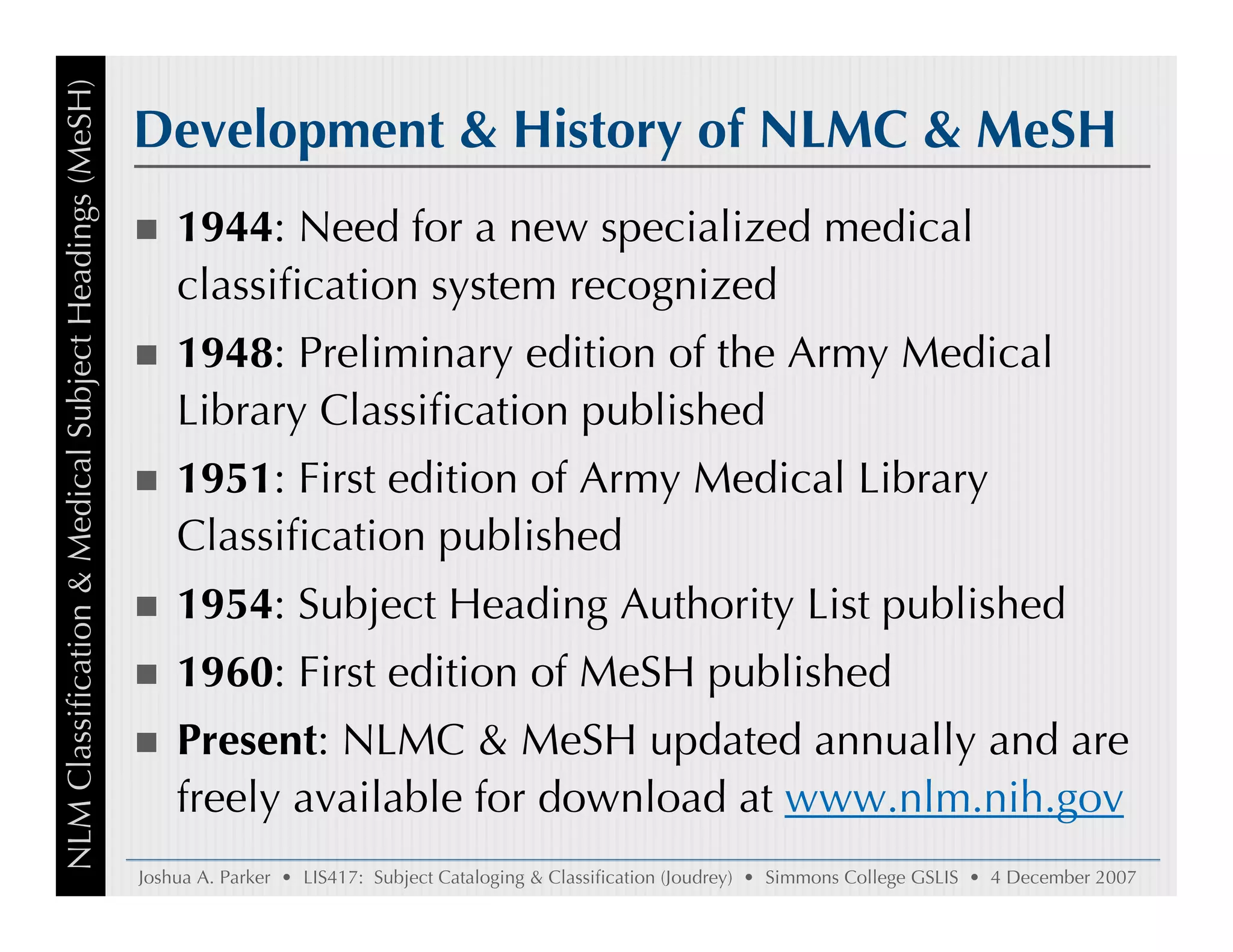 LIS417: NLM Classification and MeSH | PDF