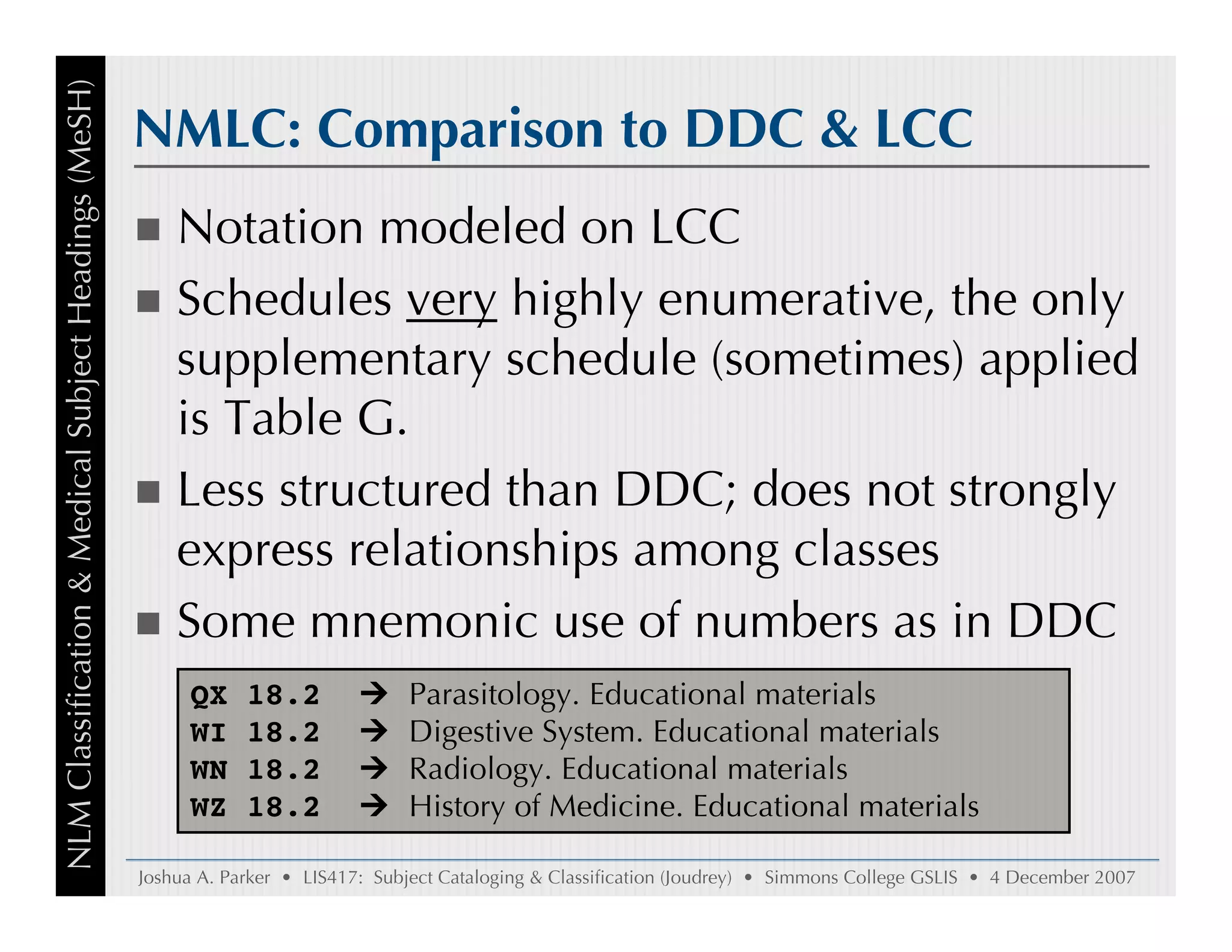 LIS417: NLM Classification and MeSH | PPT