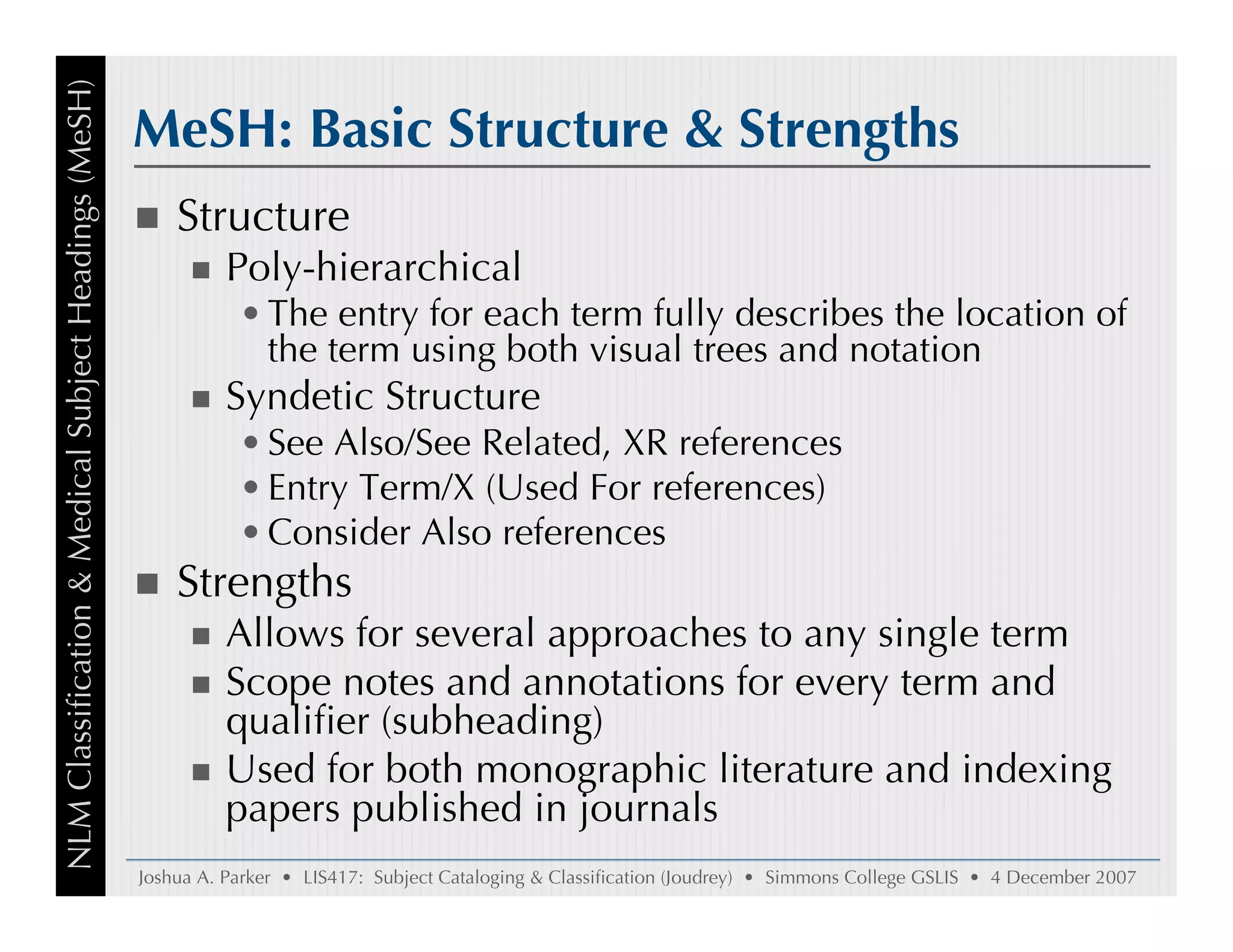 LIS417: NLM Classification and MeSH | PDF