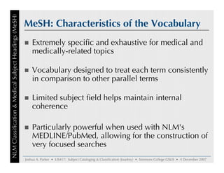 LIS417: NLM Classification and MeSH | PDF