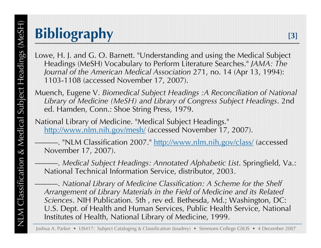 LIS417: NLM Classification and MeSH | PPT