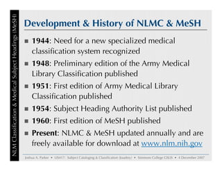 LIS417: NLM Classification and MeSH | PDF