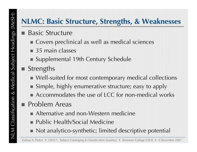 LIS417: NLM Classification and MeSH | PPT