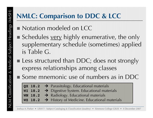 LIS417: NLM Classification and MeSH | PPT