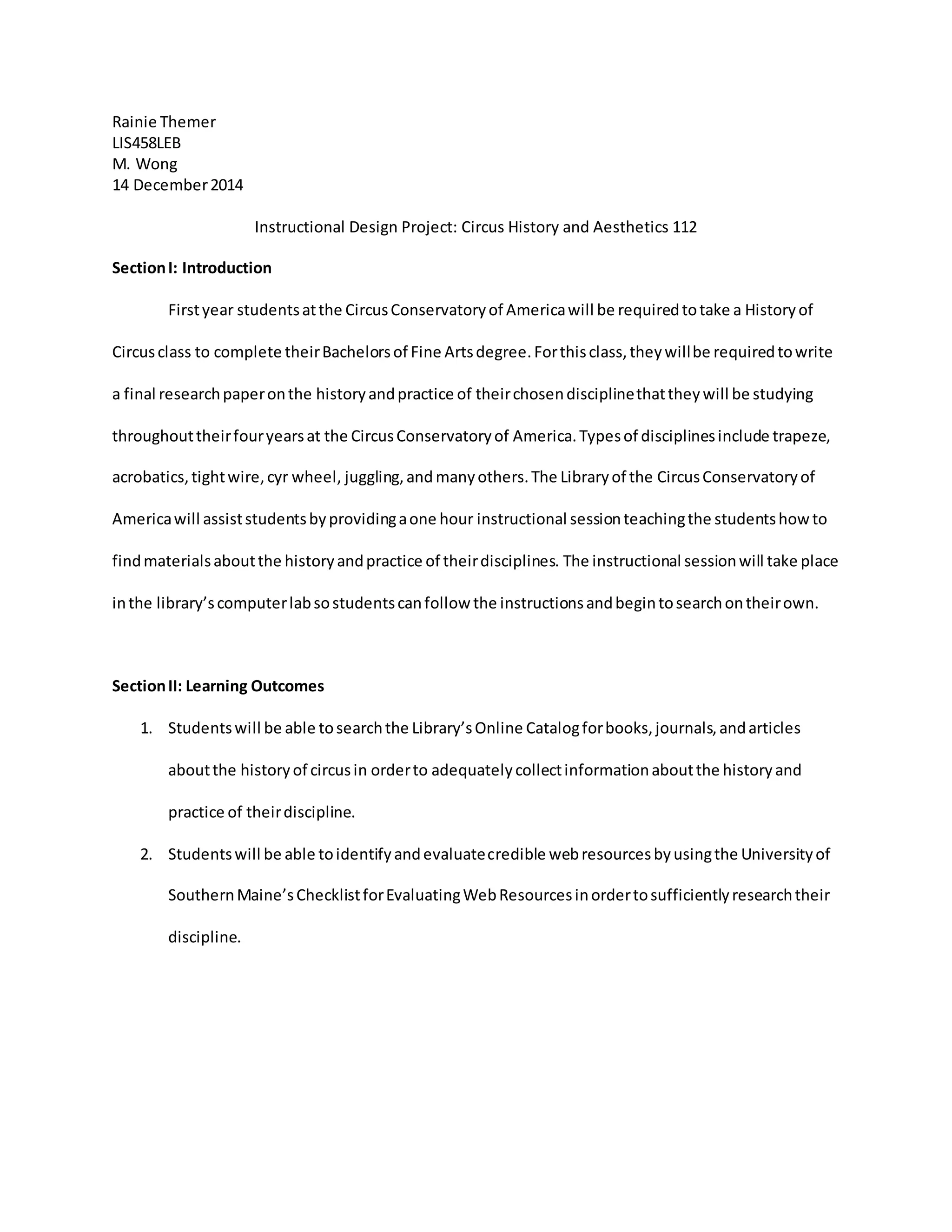 Instructional Design Plan | DOCX