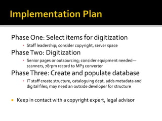 Technology Proposal: Digitization and a Multimedia Database | PPTX | Technology & Computing