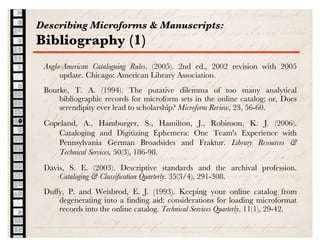 LIS531M: Cataloging Microforms & Manuscripts | PDF