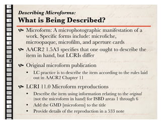 LIS531M: Cataloging Microforms & Manuscripts | PDF
